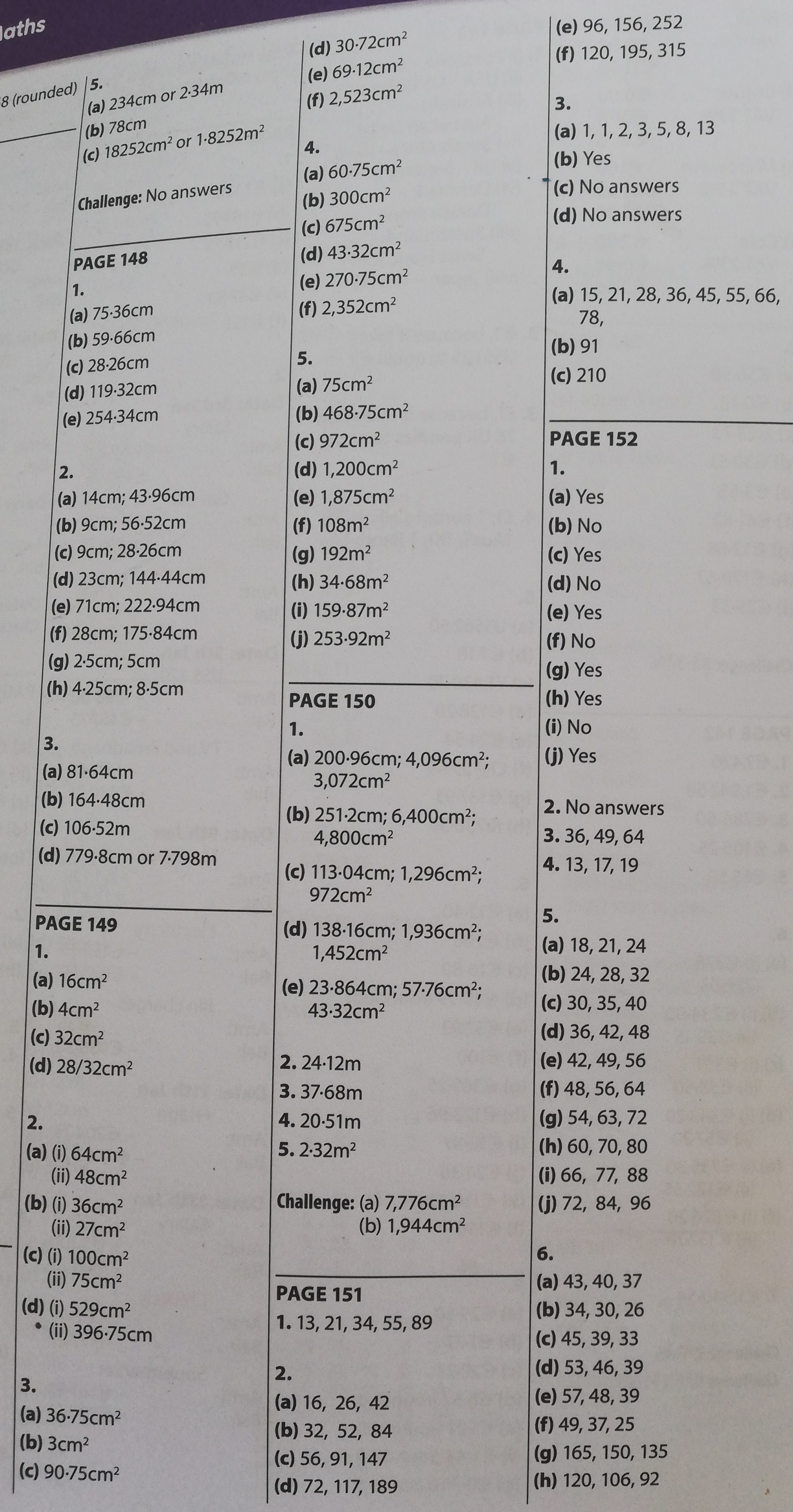 Pattern answers pg 151-152 – Presentation Primary School Waterford